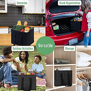 VENO 3 Packs Reusable Grocery Shopping Bags, Shopping Cart Bags, Storage Boxes, Trunk Organizer, Premium Quality, Heavy Duty Tote, Reinforced Bottom, Foldable, Collapsible, Sustainable (L, Set of 3)