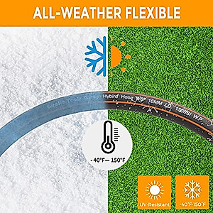 Giraffe Tools Short Leader Garden Hose 10 ft, Heavy Duty Black Garden Hose 5/8 in, Rubber Water Hose, No-Kink, Leakroof Gardening Hose with Male to Female Fittings, Black and Orange