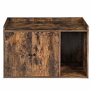 FEANDREA Litter Box Enclosure, Cat Litter Box Furniture Hidden, with Front Entry, Modern Cat House for Indoor Cat, Kitty, Side End Table, 32.4 x 20.9 x 19.7 Inches, Rustic Brown UPCL001X01