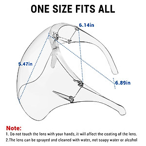 Face Shield with Glasses 4 Pack, Anti-Fog Clear Face Mask Shield Ultra Clear Reusable Protective Plastic Mask Droplet Splash Guard for Women Men Kids