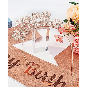 Cute Birthday Crown & Tiara Set for Girls & Women - Rose Gold