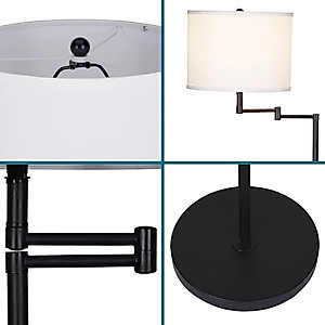 Catalina Lighting 24288-000 Traditional Swing Arm Floor Lamp for Office, Living Room, Dorm or Bedroom, Smart Home Compatible, Bulb Not Included, 60", Black