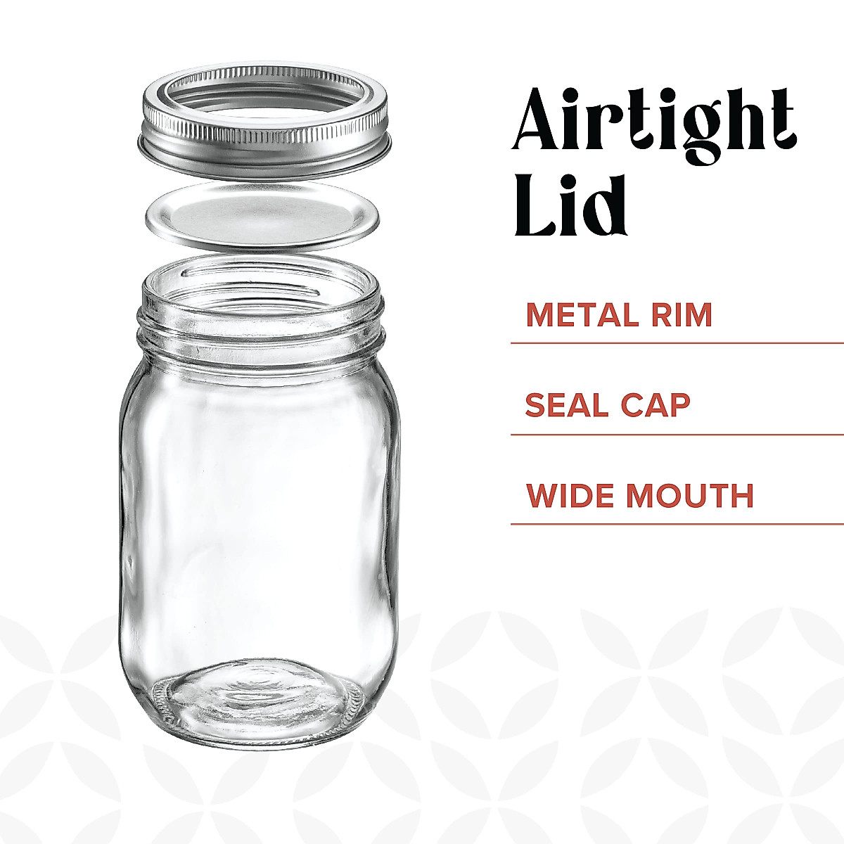 [6 Pack] 32 oz. Wide-Mouth Glass Mason Jars with Metal Airtight Lids and Bands 1 quart Large for Canning, Preserving, & Meal Prep