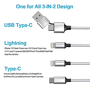 5 in 1 Smart Watch Charger Cable 6FT Magnetic iWatch Charger Multi Charging Cable with Lightning*2+Type C Nylon Braided iPhone Charger for Apple Watch Series 7/6/5/4/3/2/1/SE/iPhone/iPad/Samsung/Andr