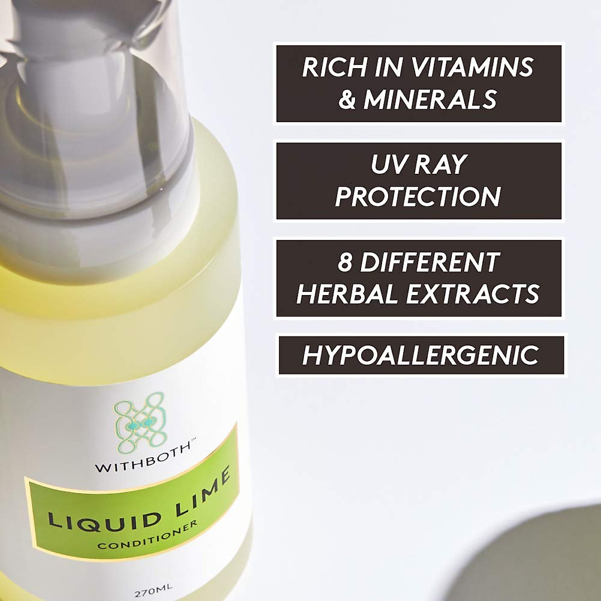 WITHBOTH LIQUID LIME HAIR CONDITIONER for Damaged Hair with Vitamins and Minerals, 9.1 fl oz / 270ml