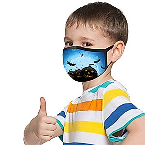5/10PCS Fashion Halloween Classic Pattern Face Bandanas Washable Reusable Facewear for Kids Boy Girl (5PC,c)