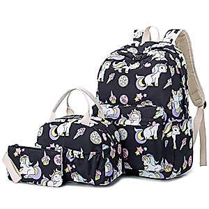 Joyfulife Unicorn Backpack for Girls Backpack with Lunch Box Kids Backpack for School Lightweight Water Resistant kindergarten Elementary Bookbags School Bag Set