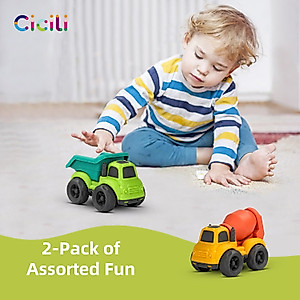 Aigitoy Toddler Car Toys for 1-3 Year Old, BPA Free, Phthalates Free, PVC, Dump Truck, Mixer Cement, Easter Christmas Birthday Gifts for 2 3 4 Year Boy Girl. Dishwasher Safe, Recycled Plastic