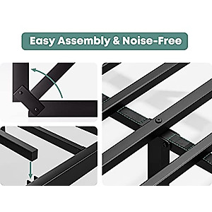 FSCHOS Full-Size-Bed-Frame-with-Headboard and Footboard, 18 Inch Metal Platform , Premium Steel Heavy Duty Bed Frame Full No Box Spring Needed, Easy Assembly, Black