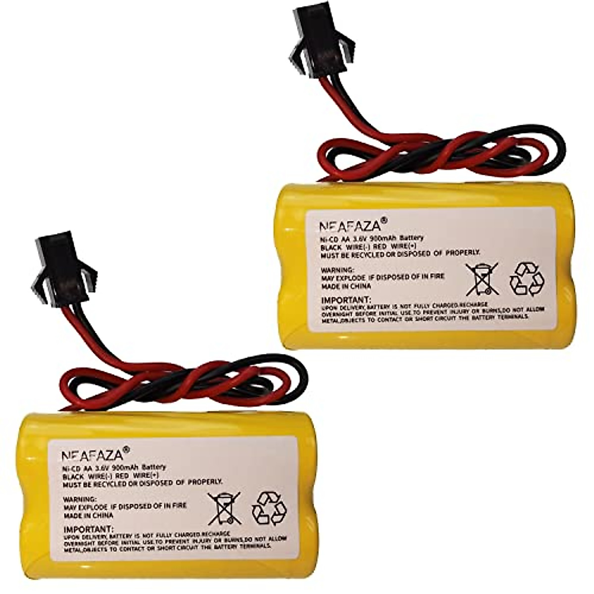 NEAFAZA 3.6V 900mAh NiCd Exit Sign Emergency Light Battery Replacement Compatible with Lithonia ELB B001 ELBB001 ELB-B001 Lithonia EU2 LED Interstate ANIC1566 Unitech 0253799(2 Pack)