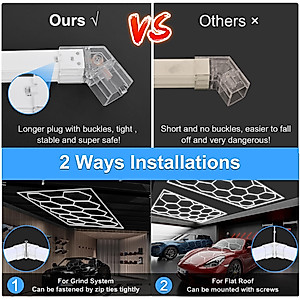 MODERN Hexagon Garage Lights，25 Pack 216W 25920LM High Brightness Hexagon Garage LED Lights for Garage, Shopping Mall, Workshop and Car Detailing Shop etc. … … …