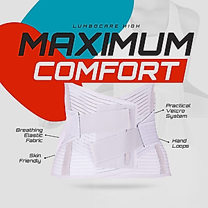 WEHR Lumbocare High Lumbar Support Lower Back Brace – Lumbosacral Support Brace with Soft Splints – Premium Skin Friendly Elastic Material – Ideal for Back Pain, Lumbago, Posture Alignment (Large)