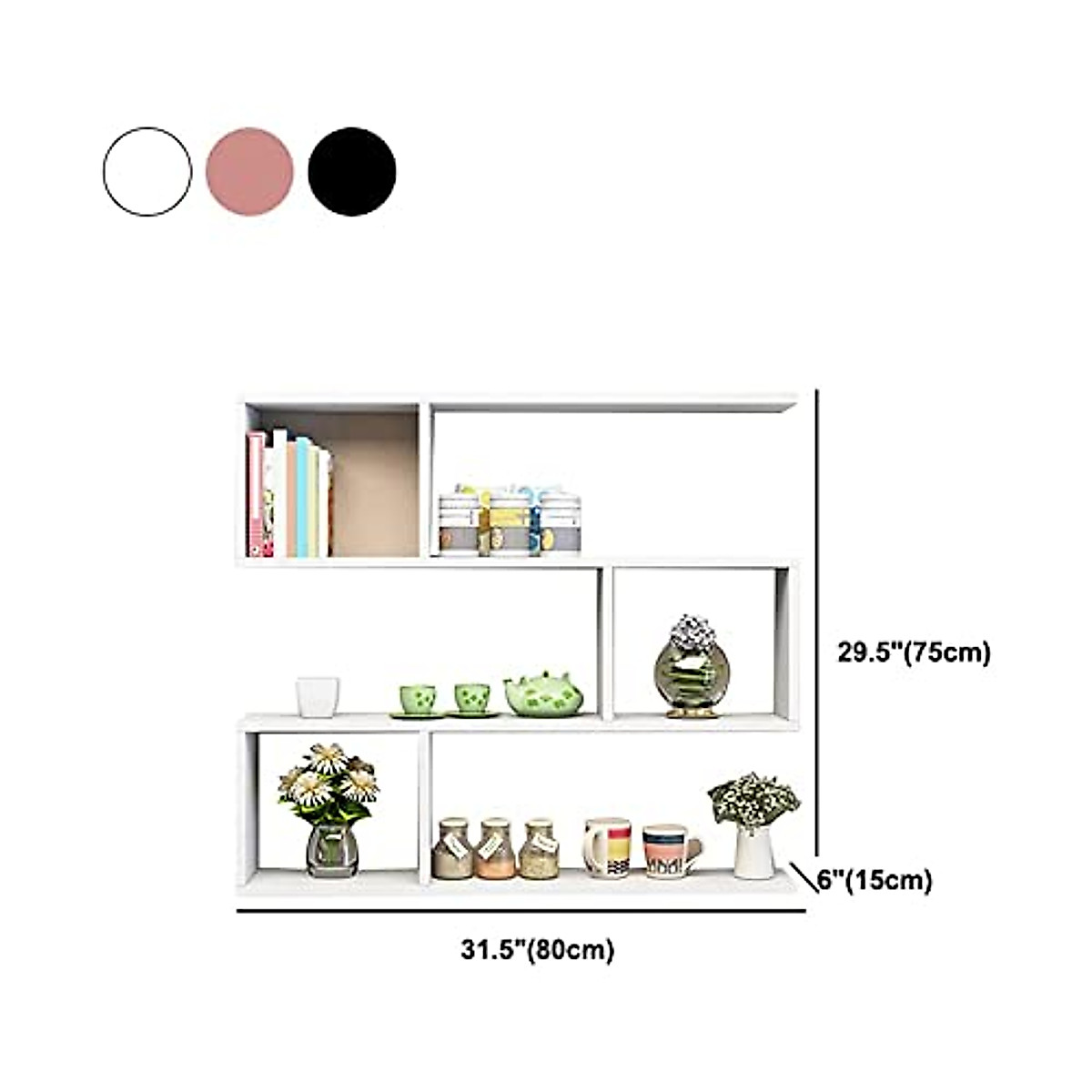 CODOMI Floating Shelf Wood Floating Shelves for Wall Storage Wall Shelf for Study Room Office Living Room Wall Mounted Wooden Display Shelf for Bedroom Garage - Black 31.5" L x 5.9" W x 29.5" H