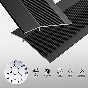 4 inch Floor Transition Strip, 36" Threshold Ramp, Aluminum Exterior Door Thresholds for Wheelchair Access Wood Tile Vinyl Flooring, Extra Wide Metal Entrance Door Edge Trim, Black,1Pack