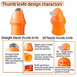 Gardening Thumb Knife with Case, Finger Pruner for Gardeners, Finger Knife-Plants Picking Trim Tools, Orange Thumb Cutter Gardening Tools Kit for Picking Plant Fruit Vegetable