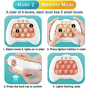 TOMFANCY Quick Push Light Up Pop Fidget Toys Puzzle Handheld Game Console Press Popping Toy Birthday Gift for Kids Ages 3+ Adult Blue