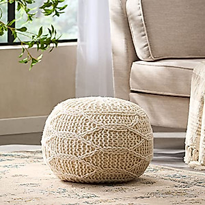Christopher Knight Home McCardell Pouf, Cream