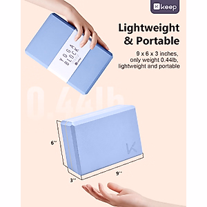KEEP Yoga Block, High-Density EVA Foam 2 Pack Yoga Block with Non-Slip Textured Surface, Supportive, Lightweight - Ideal for Yoga, Pilates, and Stretching Exercises