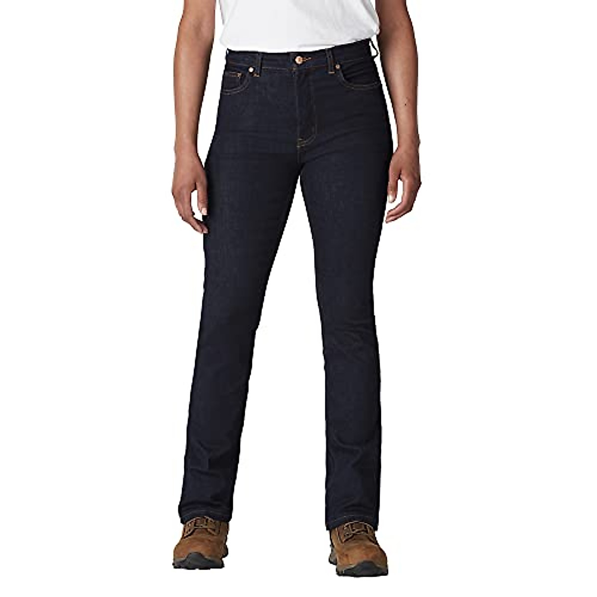 Dickies Women's Perfect Shape Denim High Waist Bootcut Jean, Rinsed Indigo Blue, 4