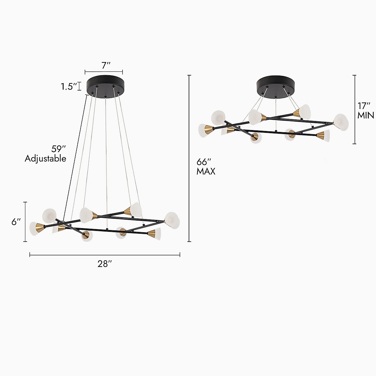 ZEVNI LED Gold Foyer Light Fixture, 10-Light Wagon Wheel Pendant Lighting, Plated Dark Copper, Warm White Glow, 2310LM, 3045K