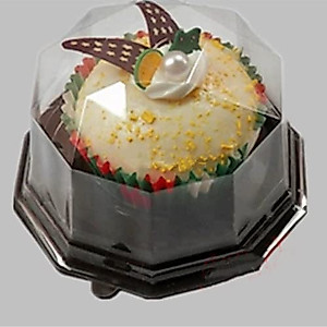 50 Pack Diam 3 inch X Height 2-1/4 inch of Clear plastic mini cake box muffins box cookies cookies muffins dome box wedding birthday gift box -With 50 plastic box stickers