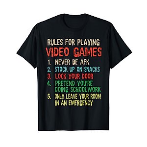 Funny Gamer Boys Teens Saying Rules For Playing Video Games T-Shirt