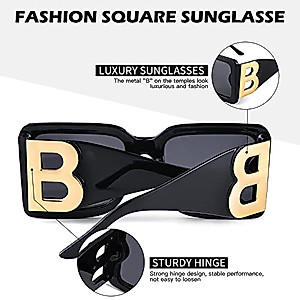 Bouryo Fashion Big Square Sunglasses for Women Men Trendy Black Thick Frame Luxury Designer Oversized Sun Glasses