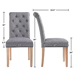 Yaheetech Dining Chairs Set of 2 Fabric Upholstered Dining Chairs High Back Padded Chairs Button Tufted Parsons Kitchen Chairs With Solid Wood Legs for Home, Dining Room, Kitchen, Dark Gray(1 package)