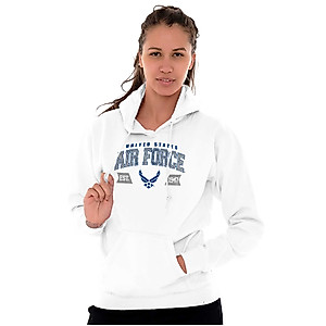 Brisco Brands US Air Force Wing Emblem Established Hoodie Sweatshirt Women Men White