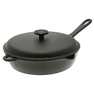 Iwachu 9-1/2" Cast Iron Frying Pan with Lid, Medium, Black