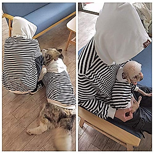 TOMOO Pet and Owner's Parent-Child Matching Hoodie,Black and White Stripe Couple Outfit Attire Pet Sweat Shirts Small Medium Large Dog's Clothes (Black XXL)