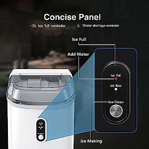Havato Nugget Ice Maker Countertop, Auto-Cleaning Pebble Ice Maker with Ice Basket & Scoop, 33Lbs in 24H, Chewable Ice Maker Machine for Home Camping Party RV, White