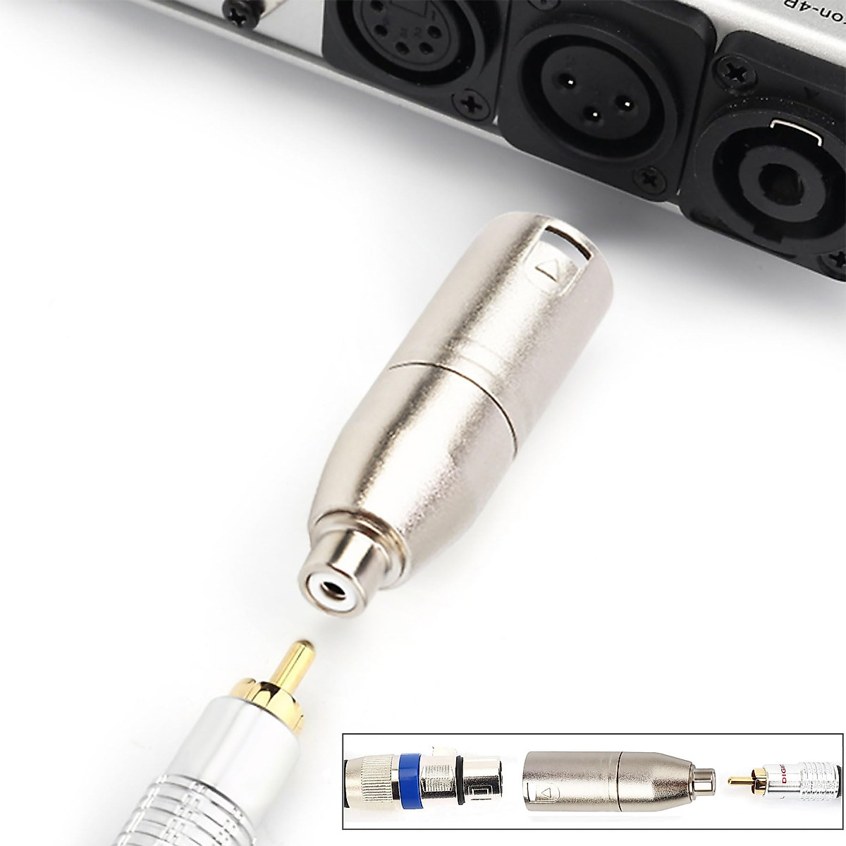 tisino Female RCA to XLR Male Adapter, XLR to RCA Converter Gender Changer Audio Coupler Connector - 2 Pack