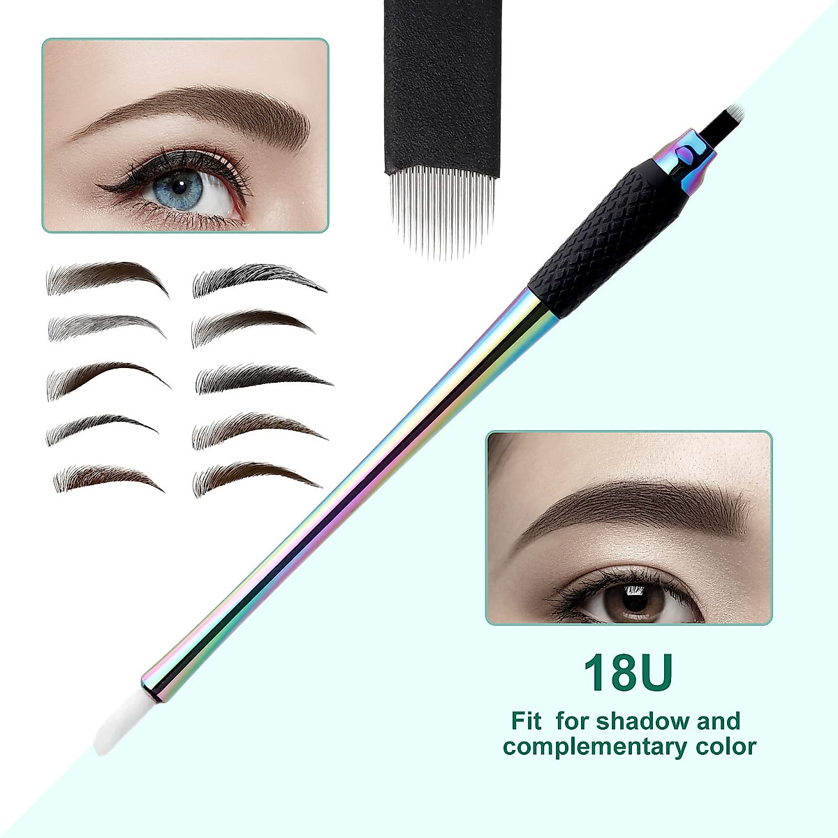 Charme Princesse 10 Pcs Disposable Microblading Pen 18 U-shaped Manual Eyebrow Pens Sterilized Blade Tools for Eyebrow