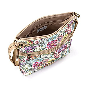 Sakroots Women's Artist Circle Flat Crossbody, Pinkberry in Bloom