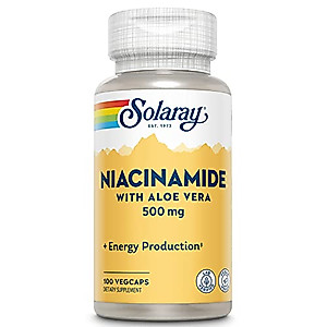 SOLARAY Niacinamide 500 mg | Vitamin B-3 | Energy Metabolism, Circulation, Nerve & Skin Health Support, 100 CT