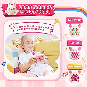 Alltope Pop Fidget Kids Games Toys Fast Push Game, 4 Different Modes Handheld Bubble It Pro Light Up Game Portable Puzzle Machine for Kids, Boys, Girls, Teens, Adult Birthday Gift Rabbit Pink