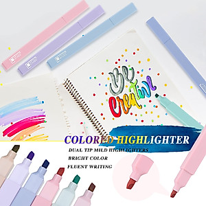 12 Pieces Aesthetic Highlighters Bible Highlighters and Pens No Bleed with Chisel Tip Pastel Markers Multicolor Aesthetic Pens Kawaii Stationary for Office School Supplies (Elegant Style)