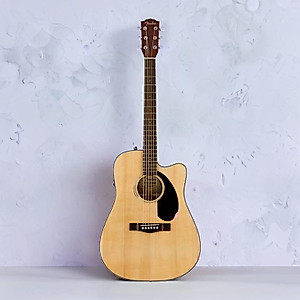 Fender CD-60SCE Dreadnought Cutaway Acoustic Electric Guitar, with 2-Year Warranty, Fishman Pickup and Preamp System, Natural