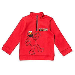 Sesame Street Elmo Infant Baby Boys Fleece Half Zip Sweatshirt and Pants Set red/black 24 Months