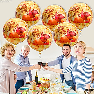 KatchOn, Thanksgiving Turkey Balloons - Large 22 Inch, Pack of 6 | Maple Leaf Balloons - Big, 27 Inch | Happy Thanksgiving Balloons Decorations | Fall Leaves Balloons | Turkey Balloons