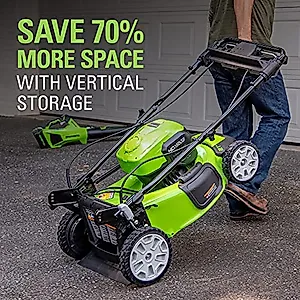 Greenworks 40V 21" Brushless (Smart Pace) Self-Propelled Lawn Mower, 2 x 4Ah USB (Power Bank) Batteries and Charger Included MO40L4413