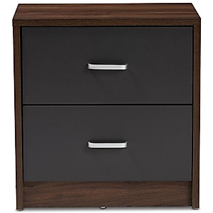 Baxton Studio Hansel Modern and Contemporary 2-Drawer Dark Brown and Dark Grey Finished Nightstand