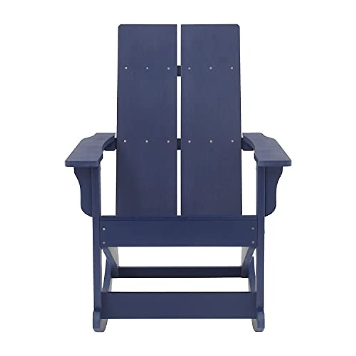 Flash Furniture Finn Modern Poly Resin Wood Adirondack Rocking Chair Dual Slat Back-Stainless Steel Hardware, 2 Pack, Navy