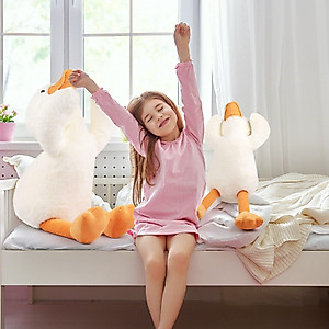 Achwishap Duck Stuffed Animals,23.6” Duck Plush Pillow,Duck Plush Toy Hugging Pillow,Giant Cute Plushies Duck Kawaii Pillow,Cuddly Animal Sleeping Pillow for Kids Adults(White)