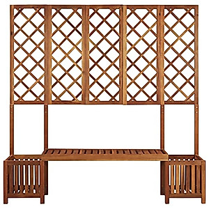 vidaXL Garden Planter with Bench and Trellis Solid Acacia Wood