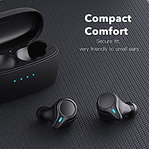 KOSETON E10 True Wireless Bluetooth Earbuds, Titanium Black – Wireless Earbuds for Running and Sport, Charging Case Included, Dual Microphones, 30 Hour Battery and Great Sound Quality