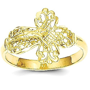 IceCarats 14K Yellow Gold Lord Jesus Christ Crucifix Holy Cross Ring Christian Religious Band Size 6.00