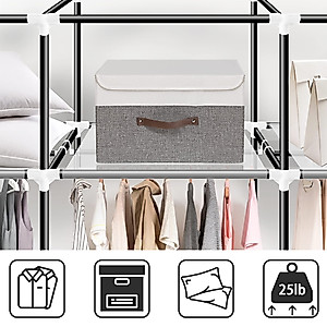 LOKEME Portable Closet, Great Size 82-Inch Portable Wardrobe with 5 Hanging Areas and 10 Storage Shelves for Hanging Clothes, Extra Sturdy 25mm Steel Tube and Easy to Assemble, Grey