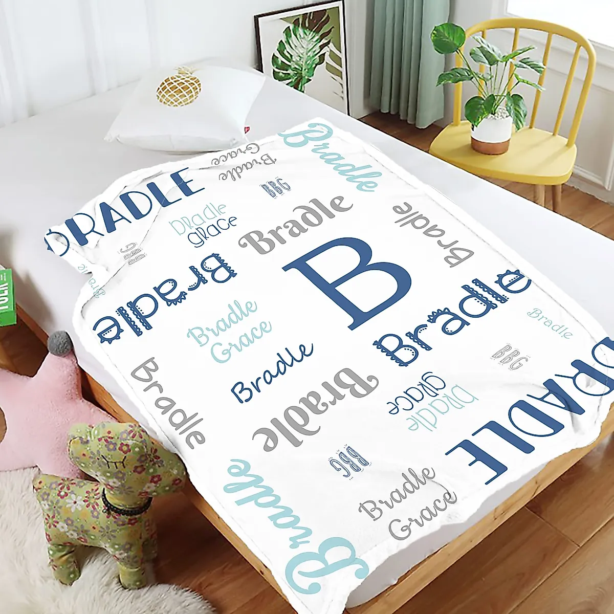 ONGNOU Custom Blanket Personalized Throw Blanket with Monogram Name Text Perfect Customized Baby Blanket for Newborn Baby, Toddler, Kids, Friends or Family on Thanksgiving Easter and Birthday Gift